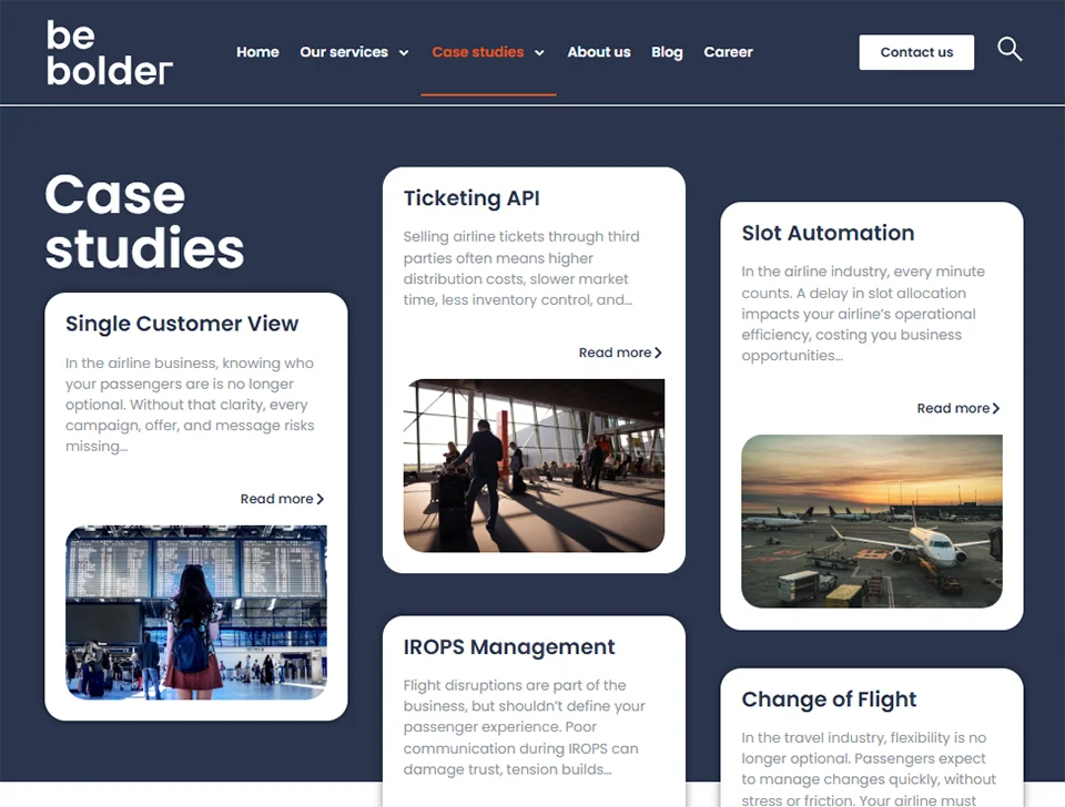 Successful case studies for airlines and travel » be bolder